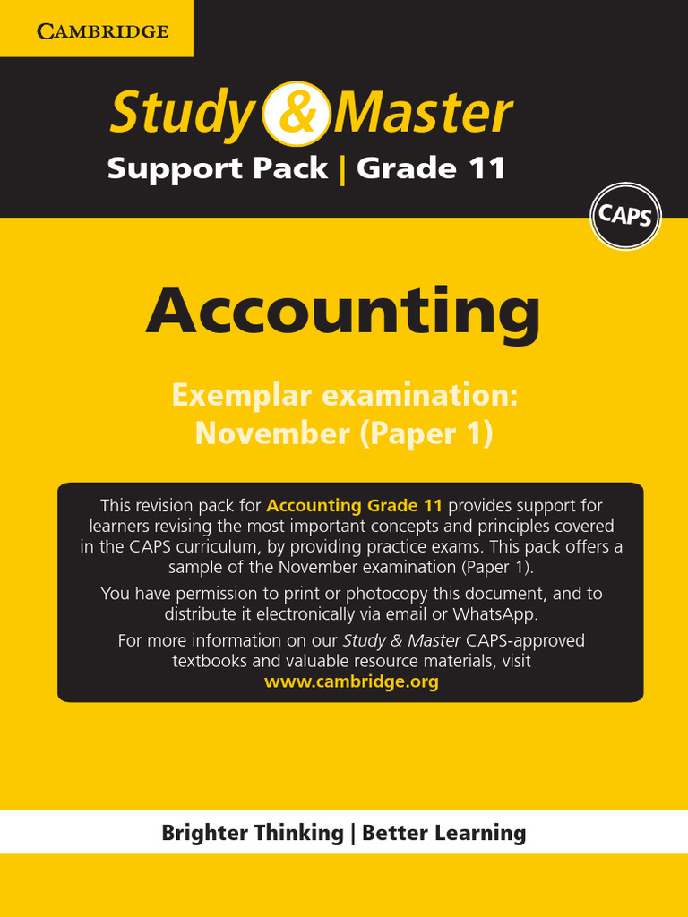 Grade 11 Accounting Revision Pack | PDF | Balance Sheet | Book Value