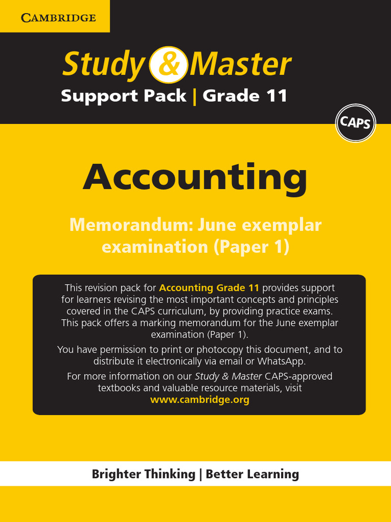 Grade 11 Accounting June Exam Memo | PDF | Equity (Finance) | Balance Sheet