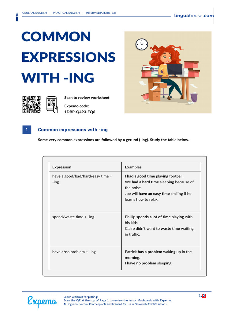 Common English Expressions with -ing | PDF | Language Arts & Discipline