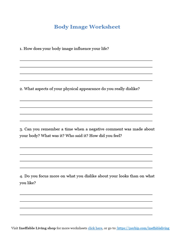 Body Image Worksheet 1715976922 | PDF | Body Image | Feeling