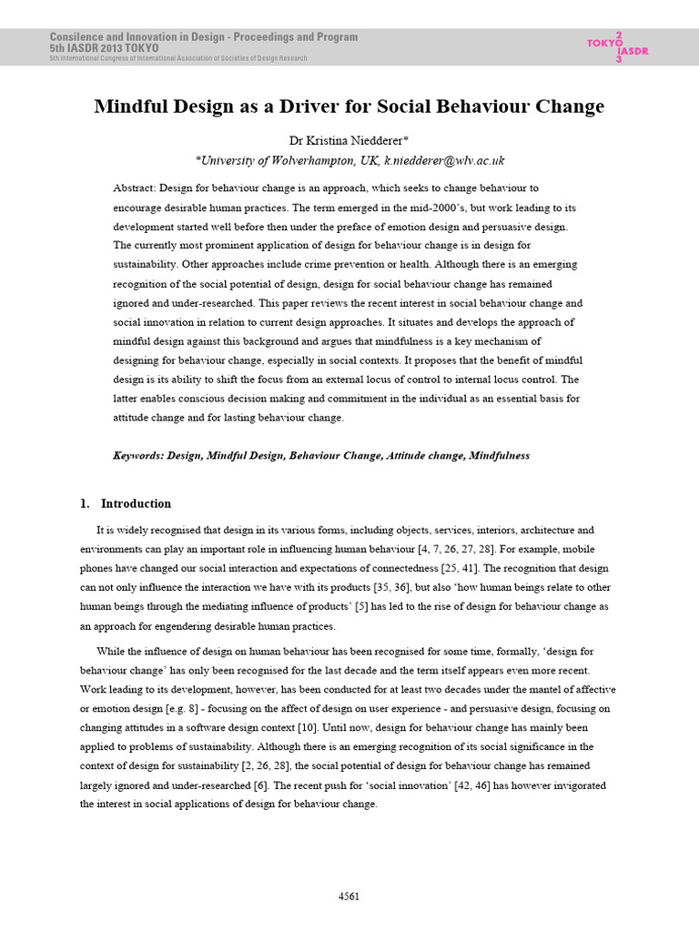 Mindful Design as a Driver for Social Behaviour Change | PDF | Behavior | Attitude (Psychology)