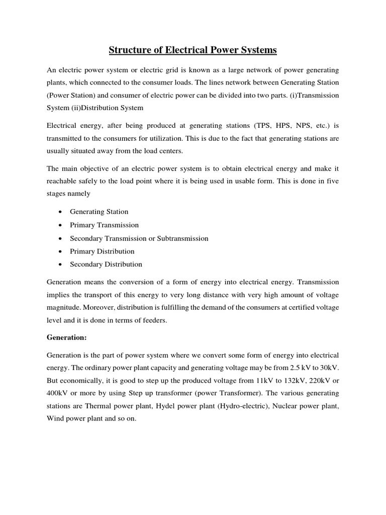 Electrical Power System Pdf Electric Power Distribution Electric