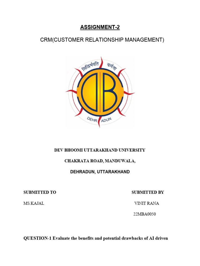 22mba0050 CRM Assignment 2 | PDF | Artificial Intelligence | Intelligence (AI) & Semantics
