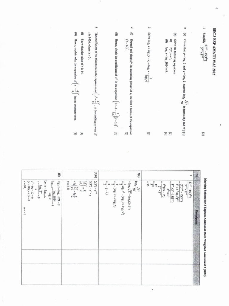 3E AMath WA3 Past Papers | PDF