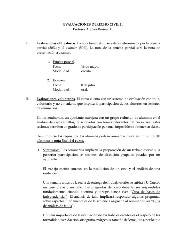 Evaluaciones Derecho Civil Ii | PDF