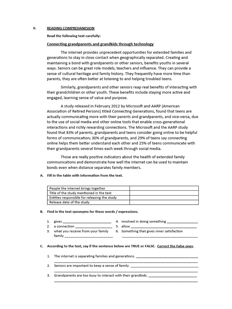 9th Grade Test | PDF | Grandparent | Adolescence