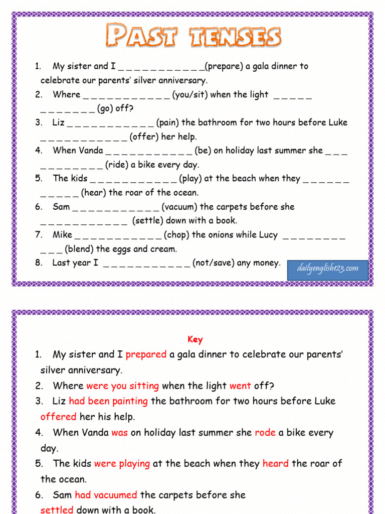 English Past Tense Exercises | PDF