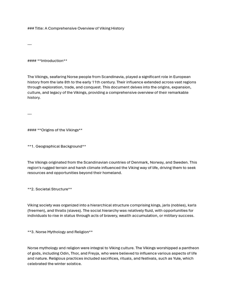 A Comprehensive Overview of Viking History | PDF | Vikings | Viking Age
