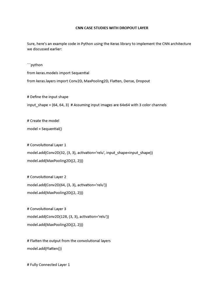 CNN Case Studies With Dropout Layer | PDF | Algorithms | Computer Programming