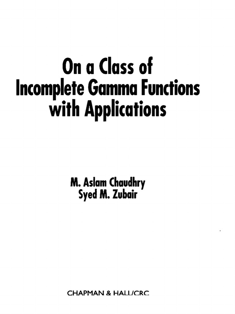 On a Class of Incomplete Gamma Functi... Z Library | PDF