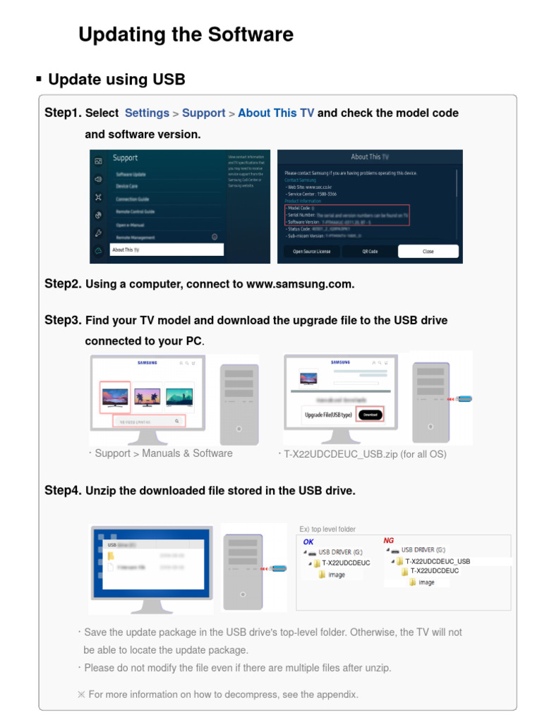 Samsung TV USB Software Update Guide | PDF | Computer File | Usb Flash Drive