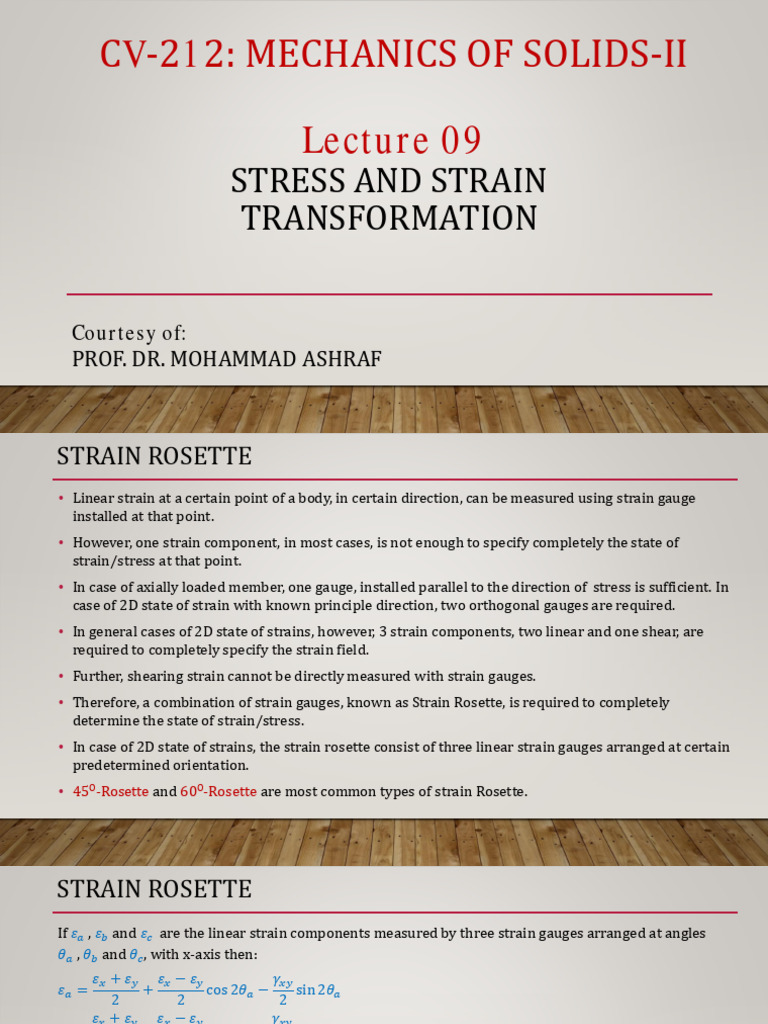 Lec 8 - Strain Rossets | PDF | Stress (Mechanics) | Deformation (Mechanics)