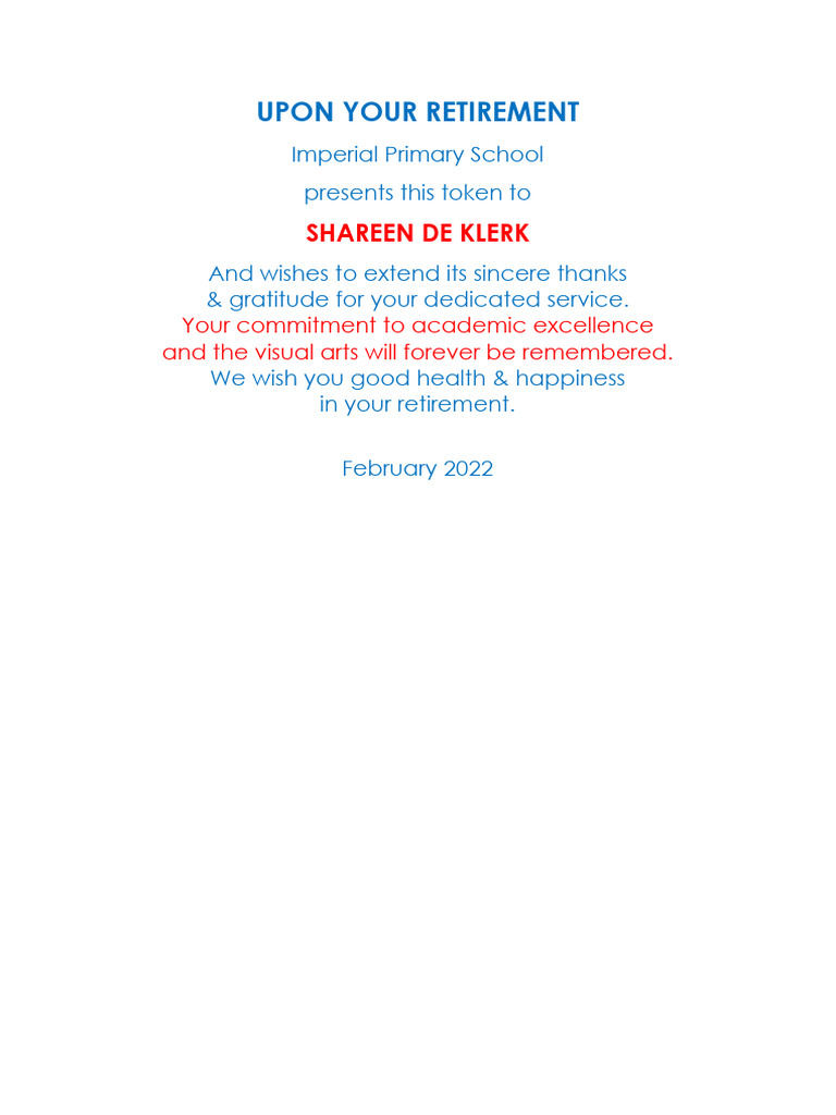 Retirement Shields Text | PDF | Positive Mental Attitude | Positive ...