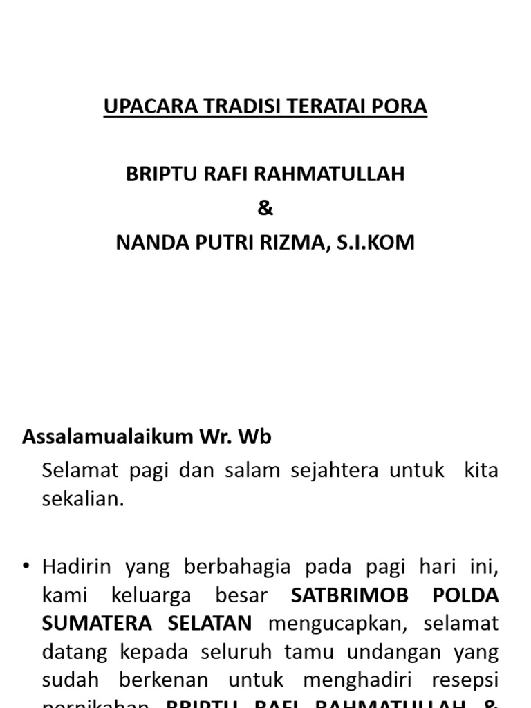 Susunan Acara Teratai Pora Briptu Rafi & Nanda | PDF