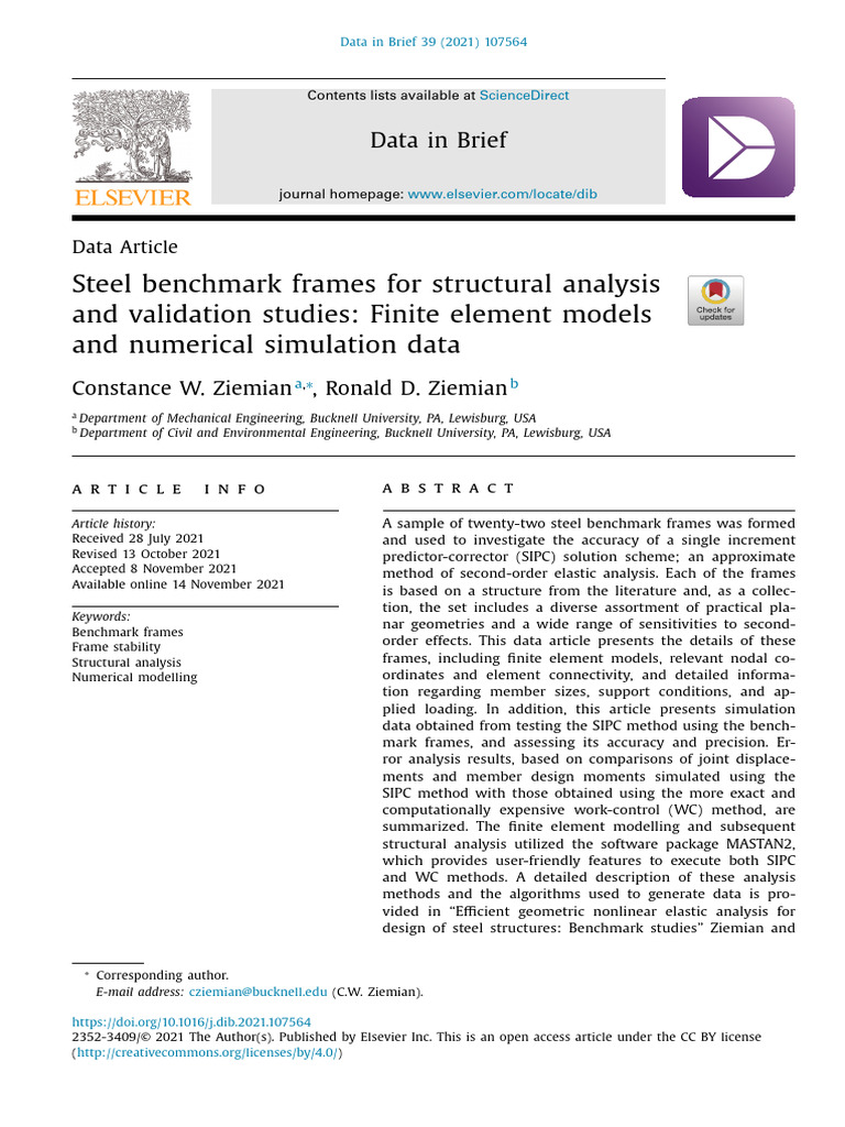 Steel_benchmark_frames_for_structural_analysis_and | PDF | Finite Element Method | Buckling