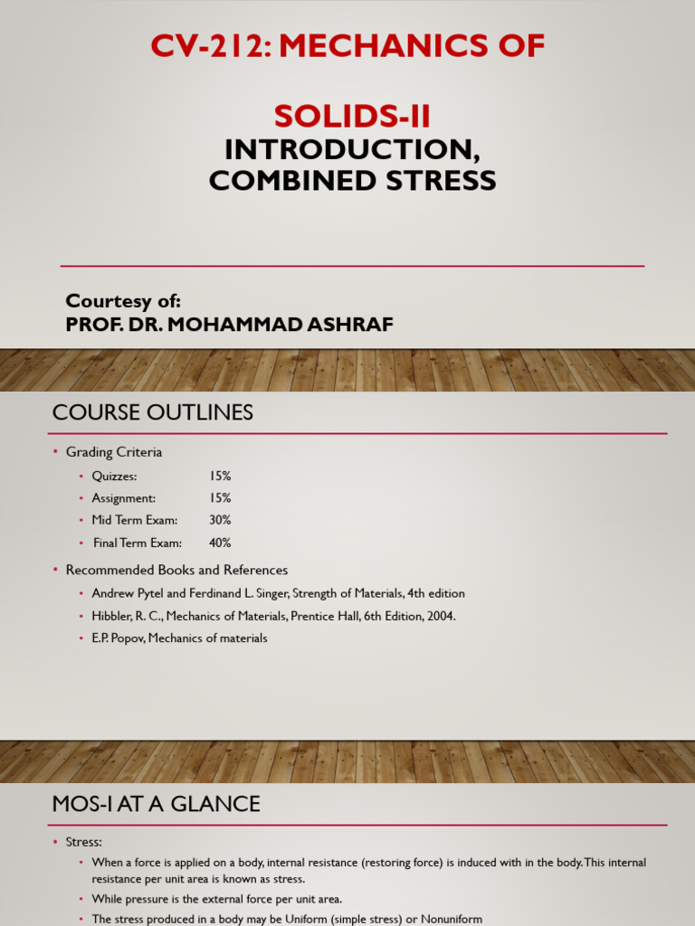 Lec 1_Combined Stresses | PDF | Stress (Mechanics) | Bending