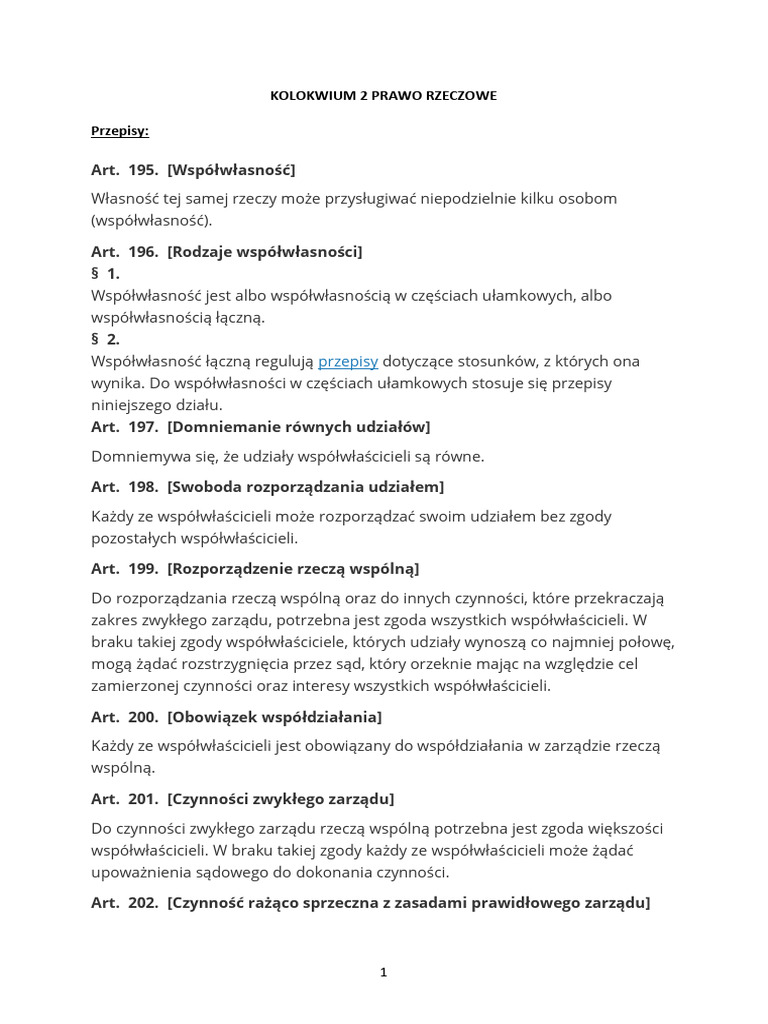 Kolokwium 2 Prawo Rzeczowe | PDF