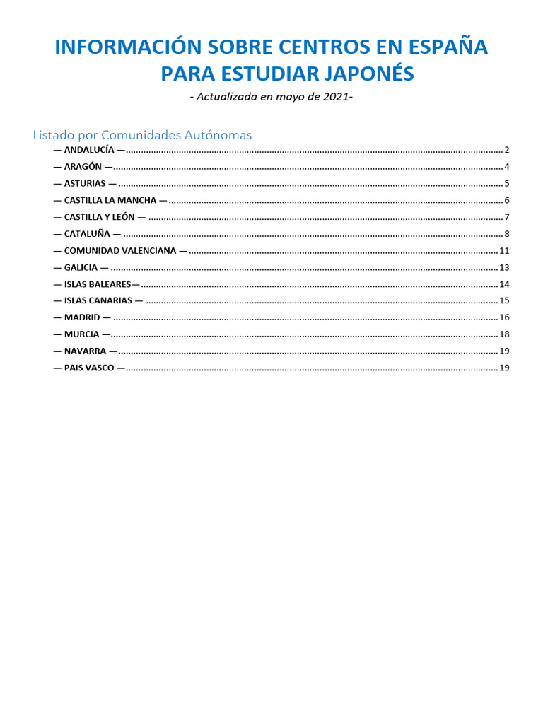 Centros para Aprender Japonés en España | PDF | España