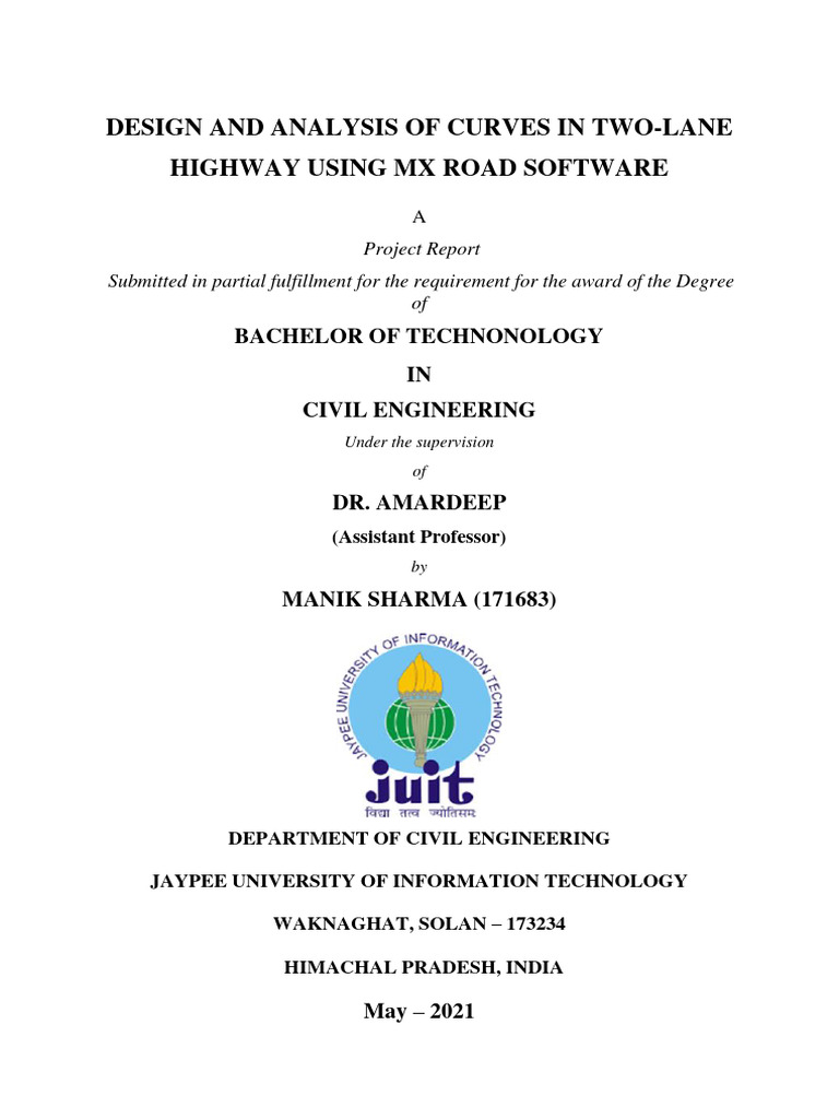 Design and Analysis of Curves in Two-lane Highway Using MX Road Software | PDF | Road Surface ...