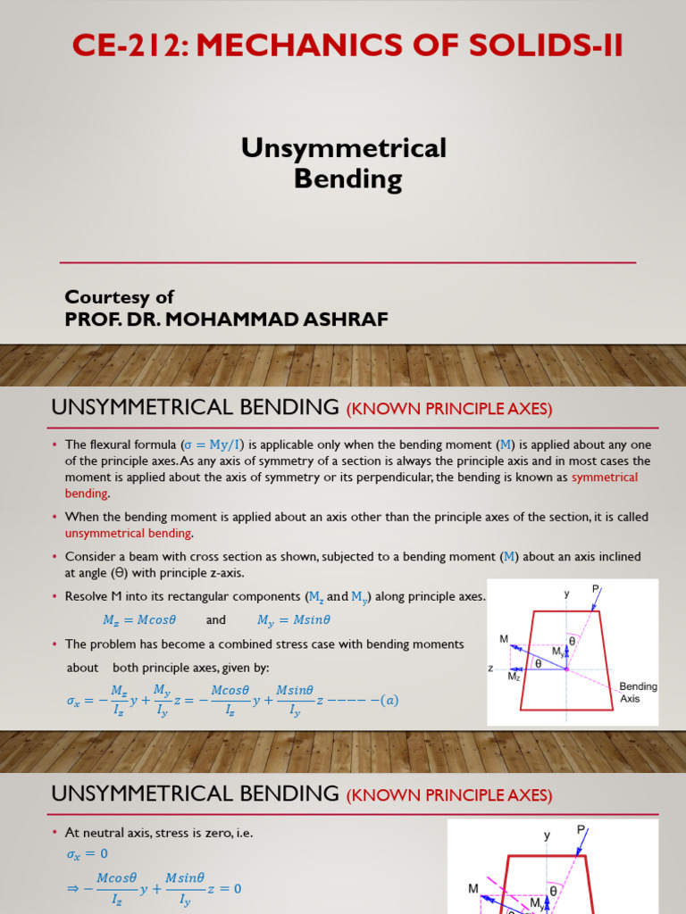 Lec 3 - Unsymmetrical Bending | PDF | Bending | Stress (Mechanics)