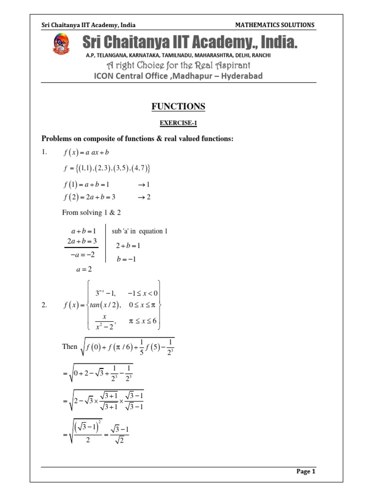 1_FUNCTIONS_SOLUTIONS | PDF | Function (Mathematics) | Mathematical Analysis
