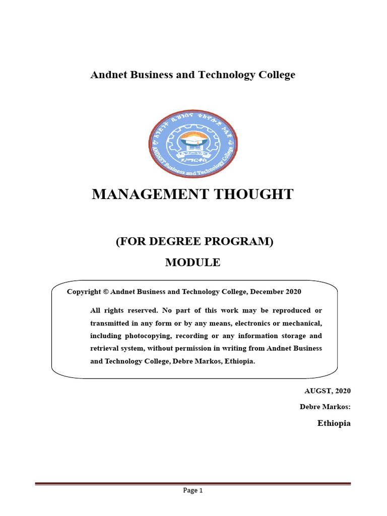 MGT Thought | PDF | Theory | Division Of Labour