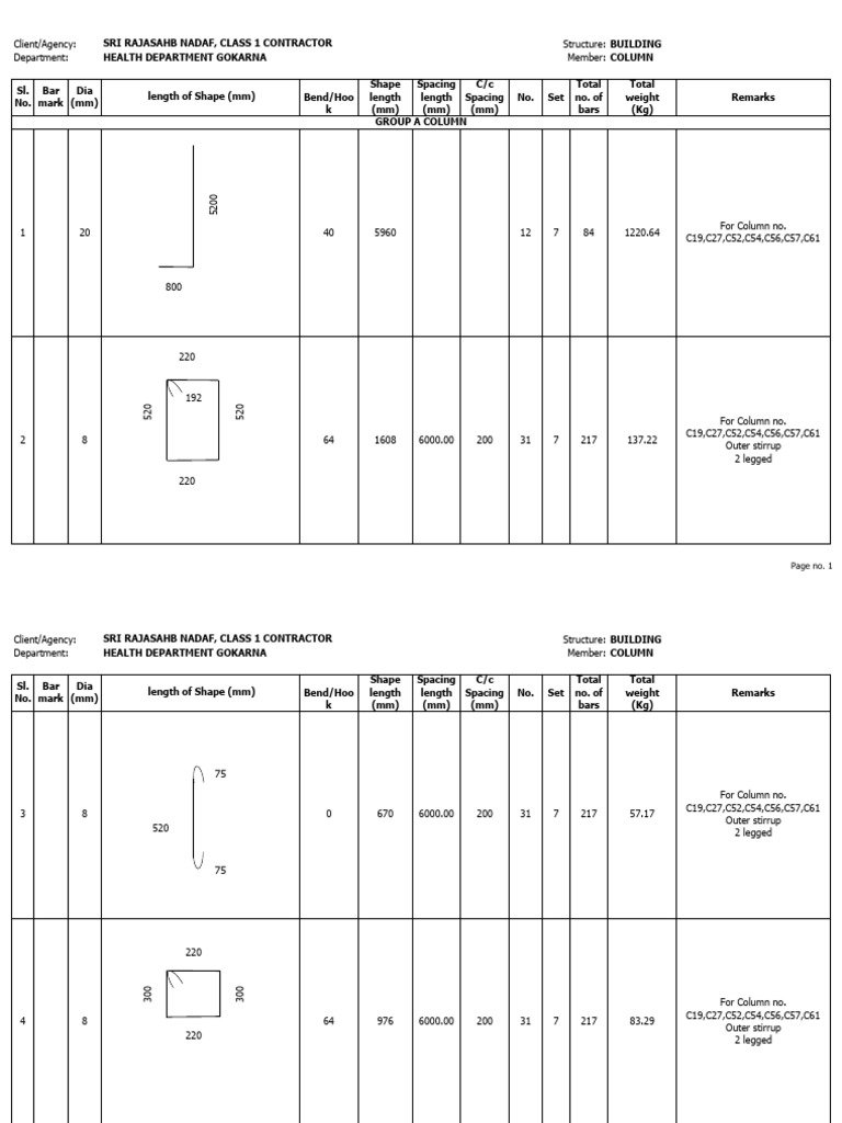 Gokarna Column BBS - Rev1 - 25-04-2023 | PDF | International Organization For Standardization ...