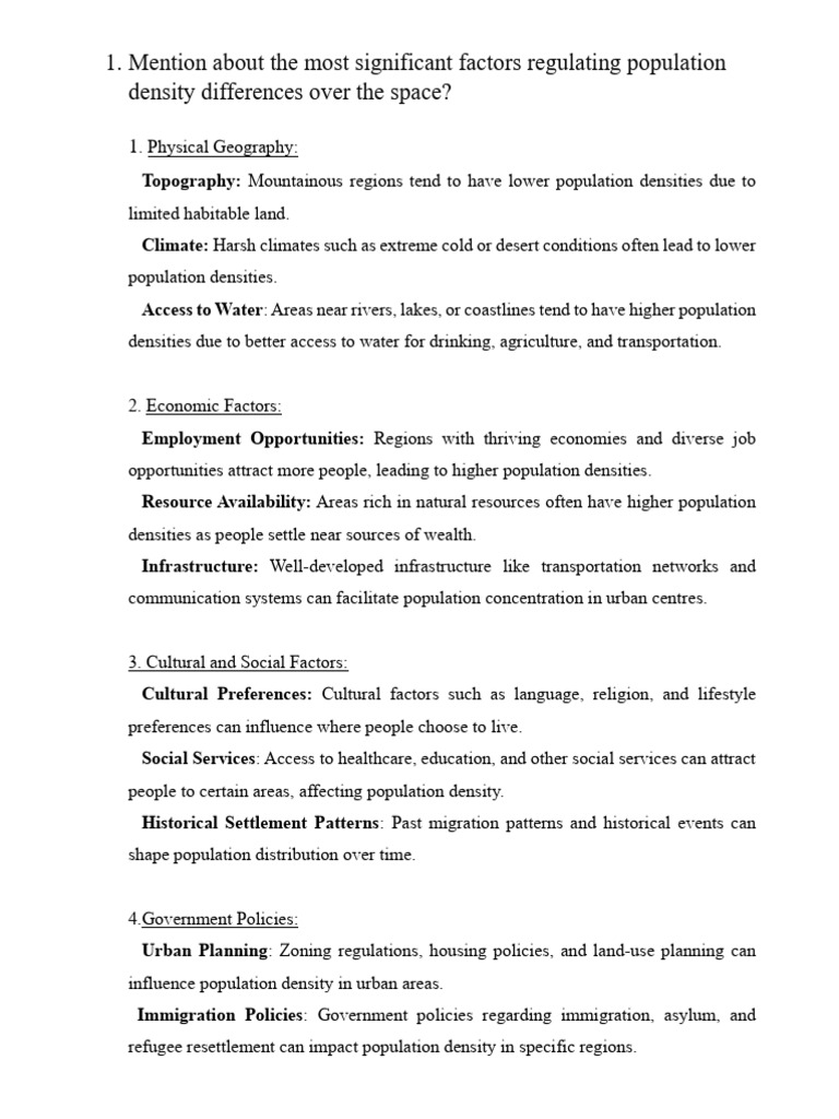 Significant Factors Regulating Population Density | PDF | Human ...