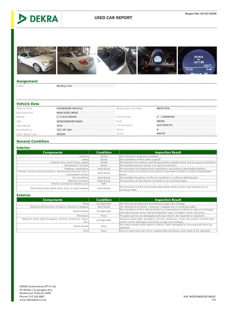 Dekra Report - 10862581715062266008 | PDF | Motor Vehicle | Vehicles