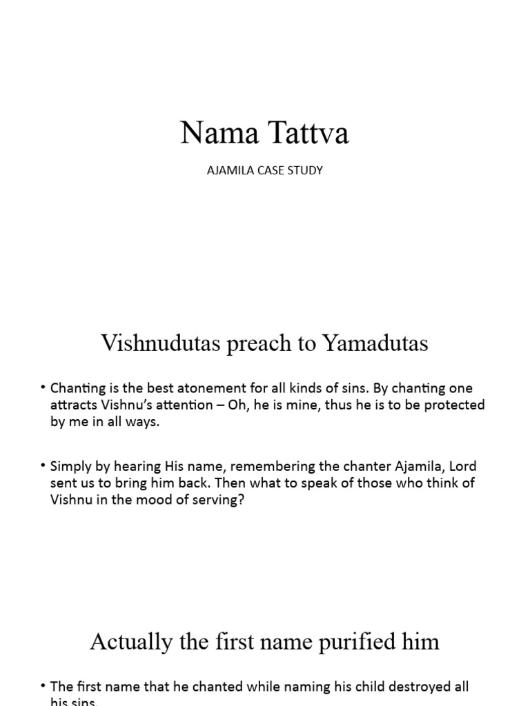VCT On Nama Tattva - Ajamila Case Study | PDF | Bhakti | Vaishnavism