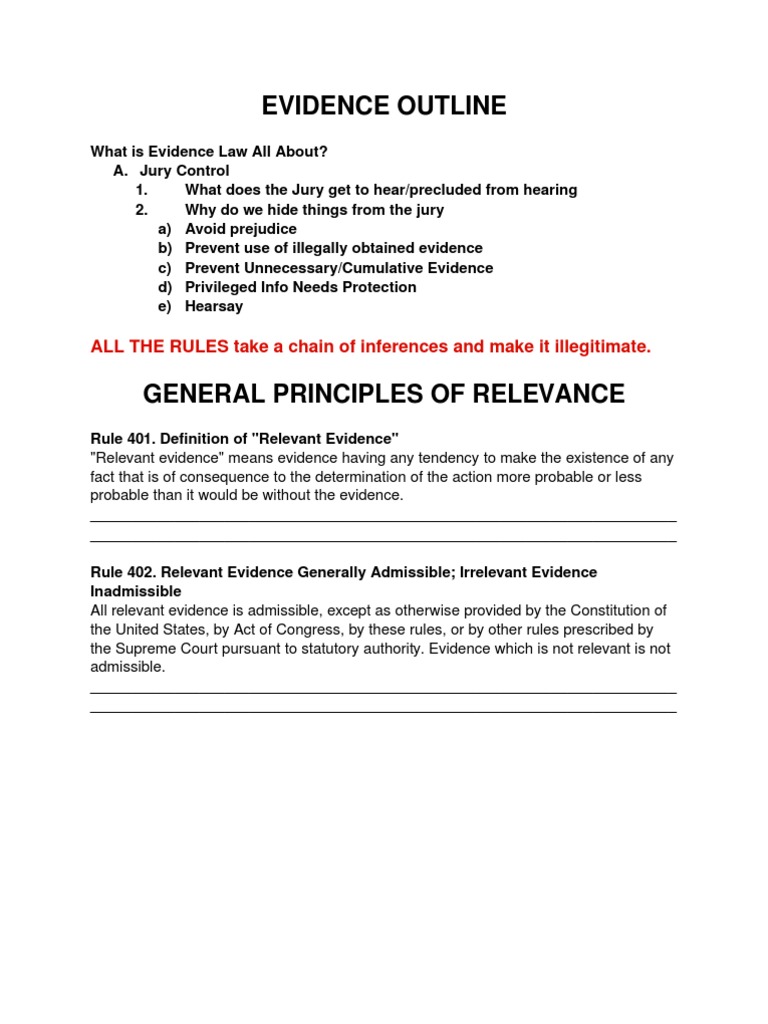 Evidence Outline: ALL THE RULES Take A Chain of Inferences and Make It ...