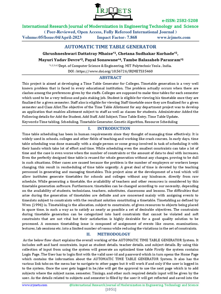 Automatic College Timetable Generator | PDF | Databases | Login