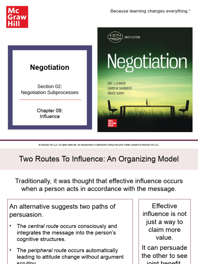 Lewicki Negotiation 9e PPT Ch09 ACCESS | PDF | Persuasion | Credibility