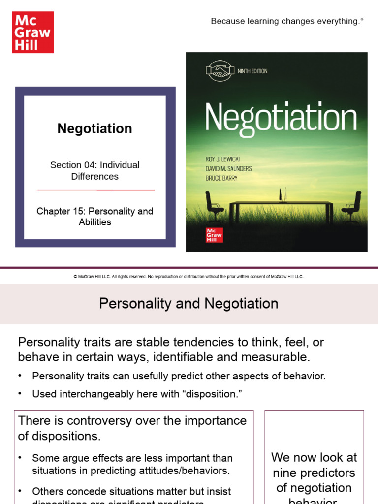 Lewicki Negotiation 9e PPT Ch15 ACCESS | PDF | Negotiation | Emotional Intelligence