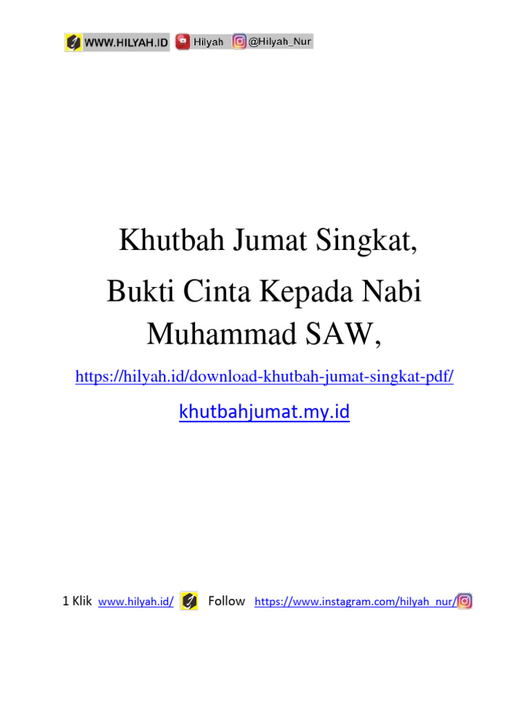 Khutbah Jumat Singkat Bukti Cinta Nabi Muhammad Saw | PDF