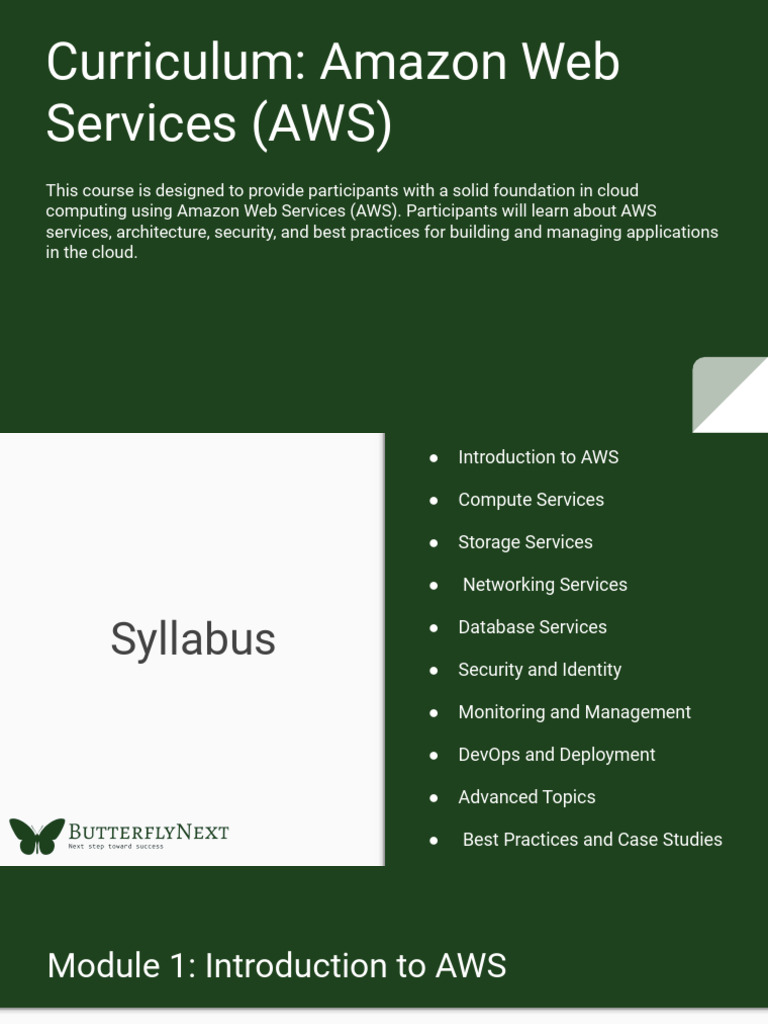 Amazon Web Services AWS Curriculum Butterfly Next | PDF | Amazon Web ...