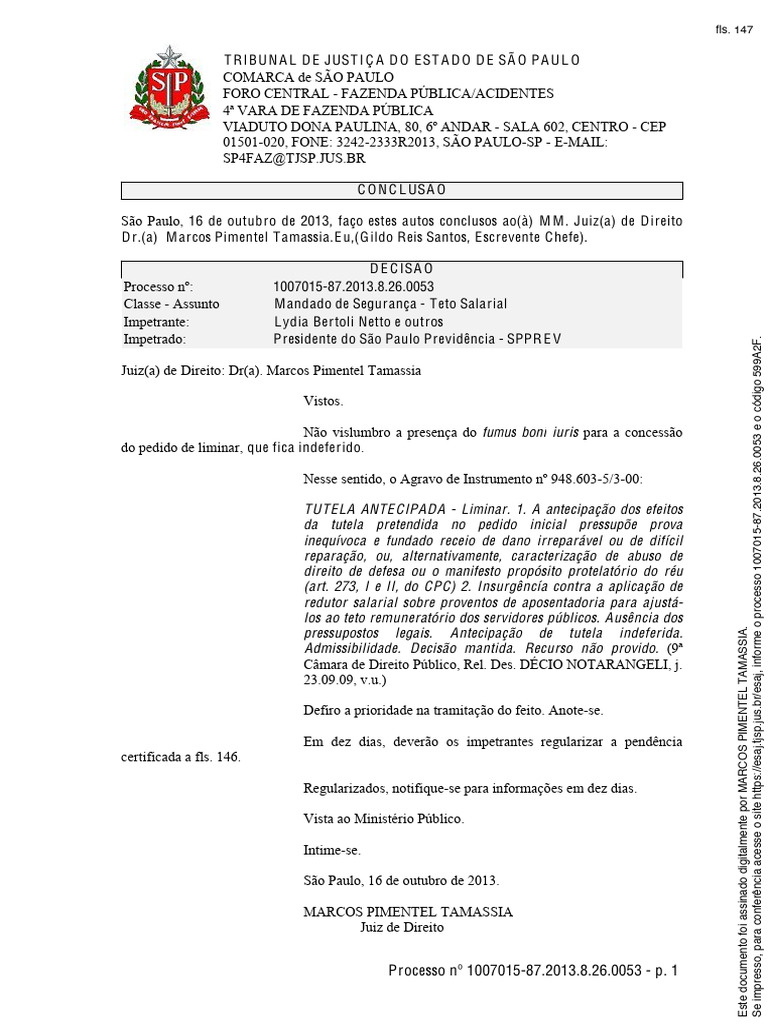 Modelo de Sentença em Mandado de Segurança. Teto Remuneratório. | PDF ...