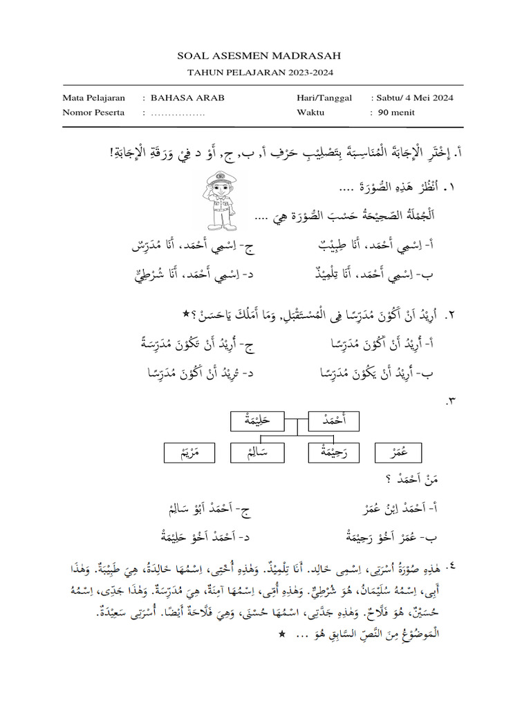 SOAL AM BAHASA ARAB 2024 - Repaired | PDF