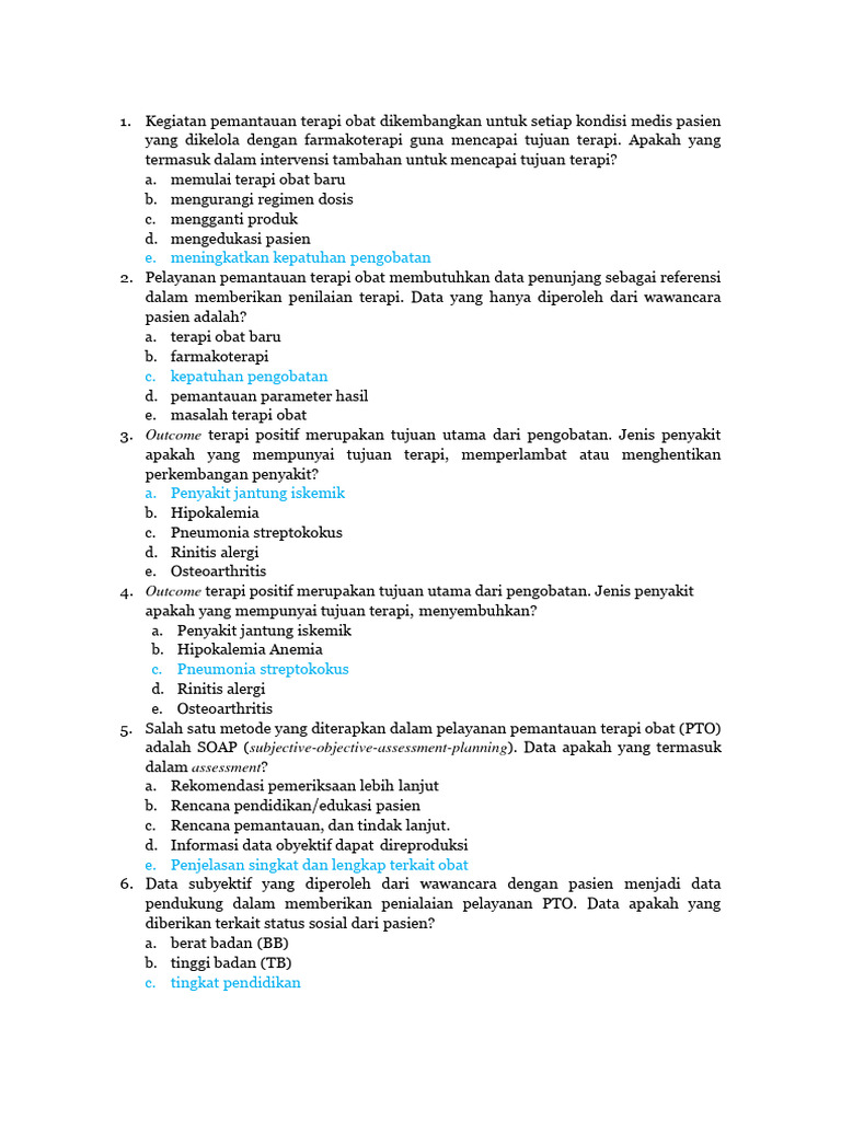 Latihan Soal Materi Terapi Obat | PDF