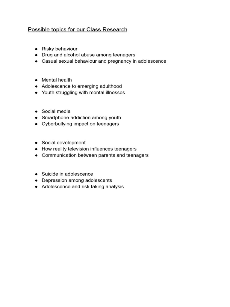 PSHE Research Topics | PDF