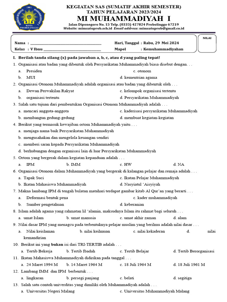 Soal Pat KMD 2023-2024 | PDF | Perjalanan