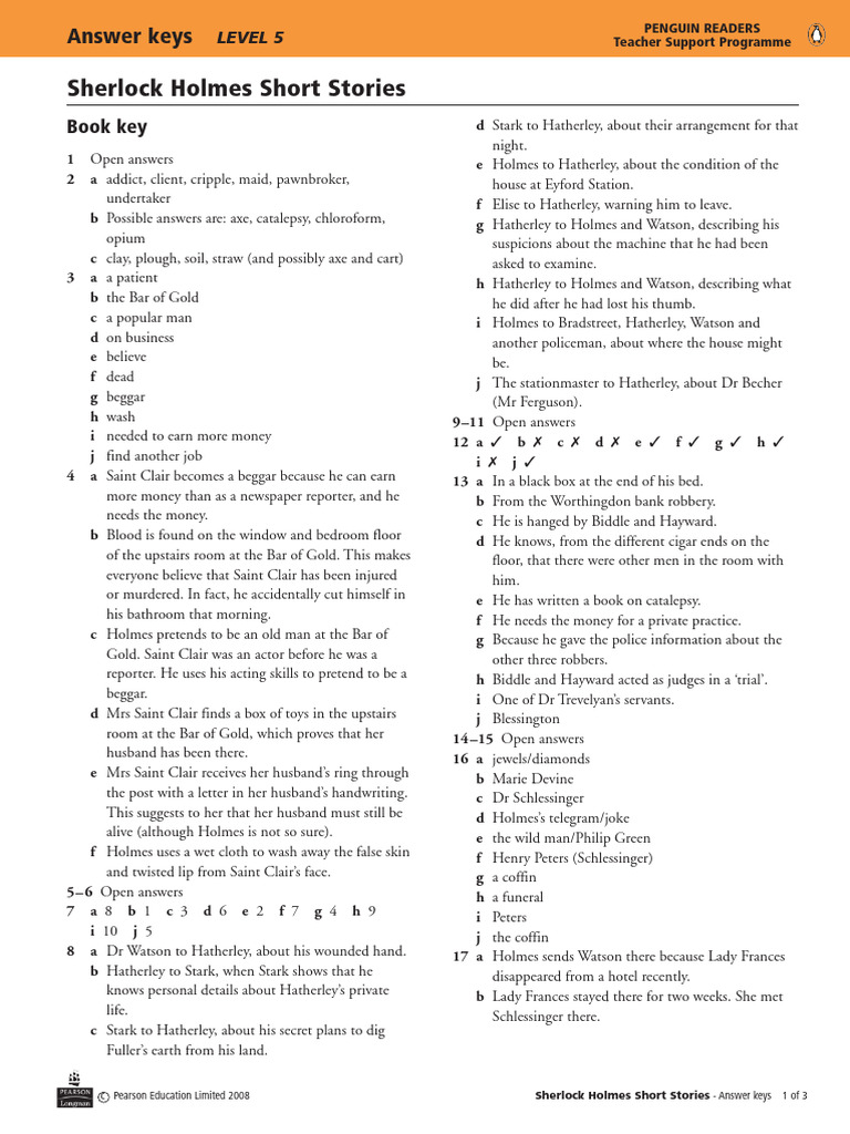 Sherlock Holmes Teachers Resources Key | Download Free PDF | Dr. Watson