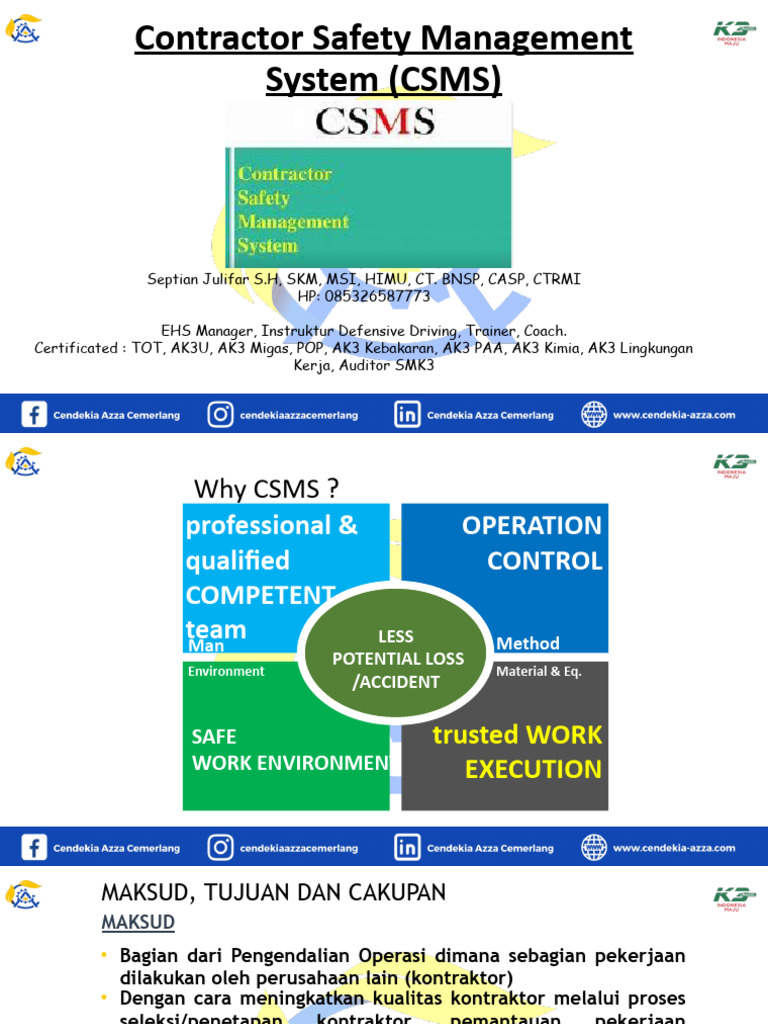 Contractor Safety Management System (CSMS) | PDF | Bisnis | Komputer