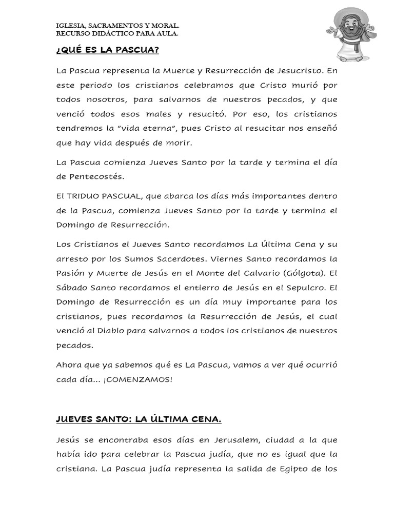 ¿QUÉ ES LA PASCUA? RECURSO DIDÁCTICO PARA AULA DE RELIGIÓN | PDF ...