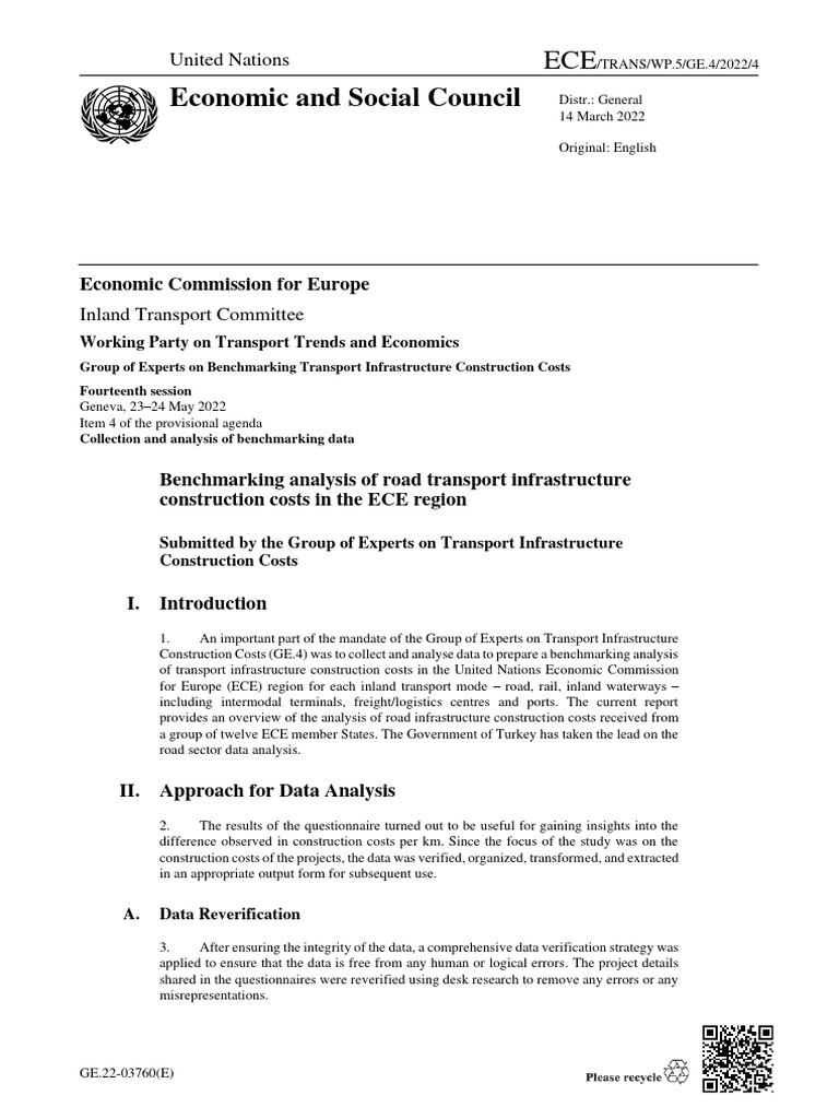 ECE Road Infrastructure Cost Analysis | PDF | Gross Domestic Product | Road