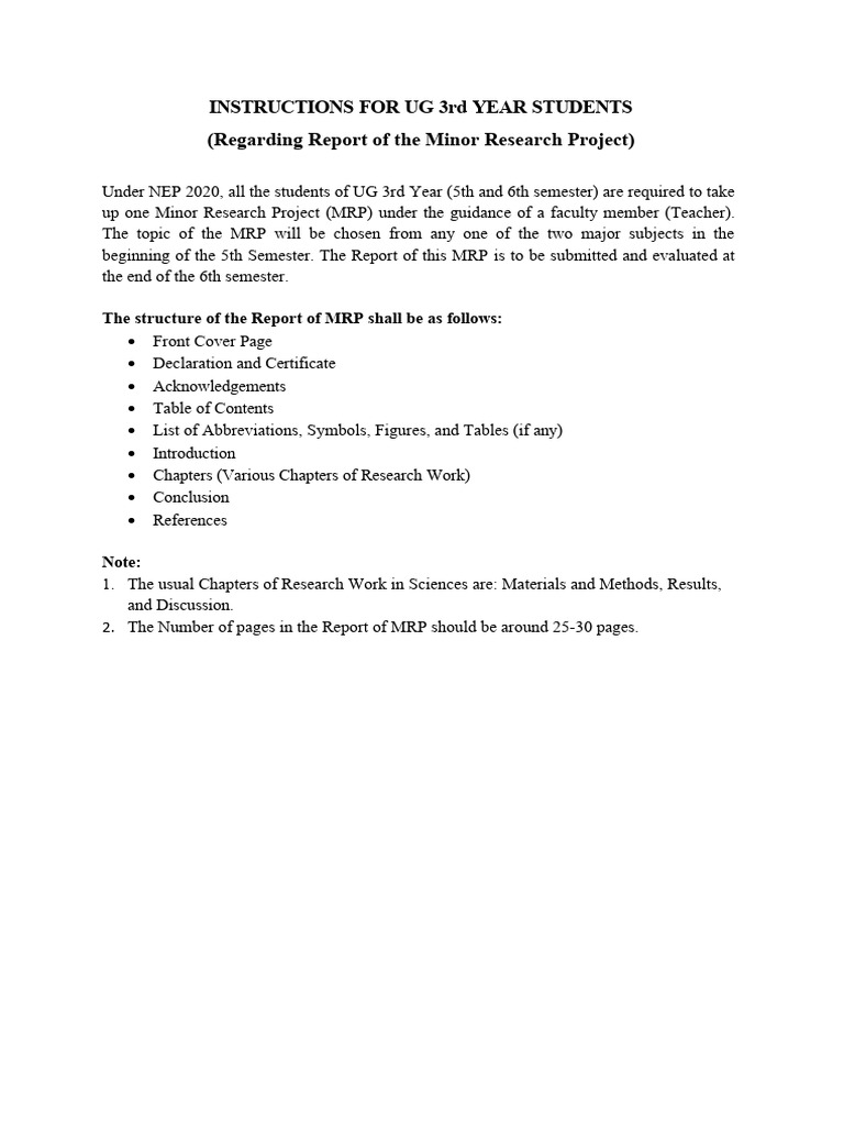 UG Minor Research Project | PDF