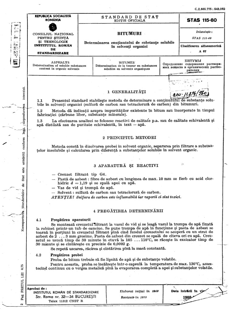 STAS 115-80 - Inc - Bitum | PDF