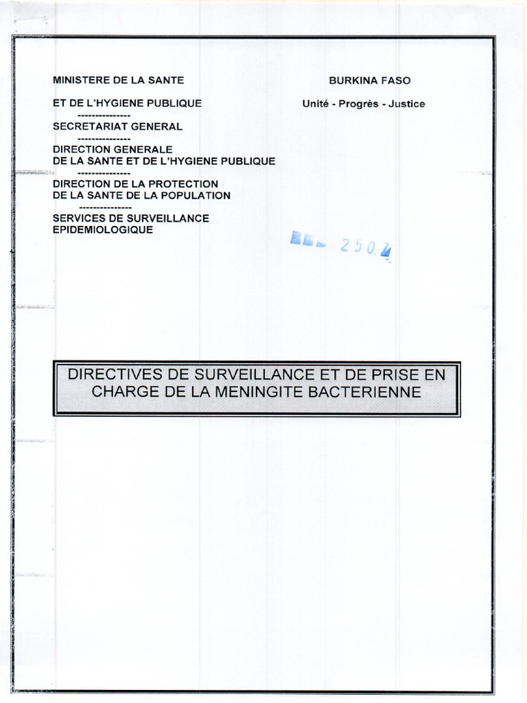 Directive Surveillance Et PEC Méningite | PDF