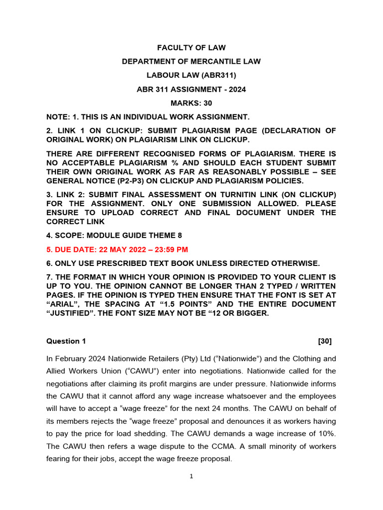 Labour Law Assignment | PDF | Strike Action | Labor