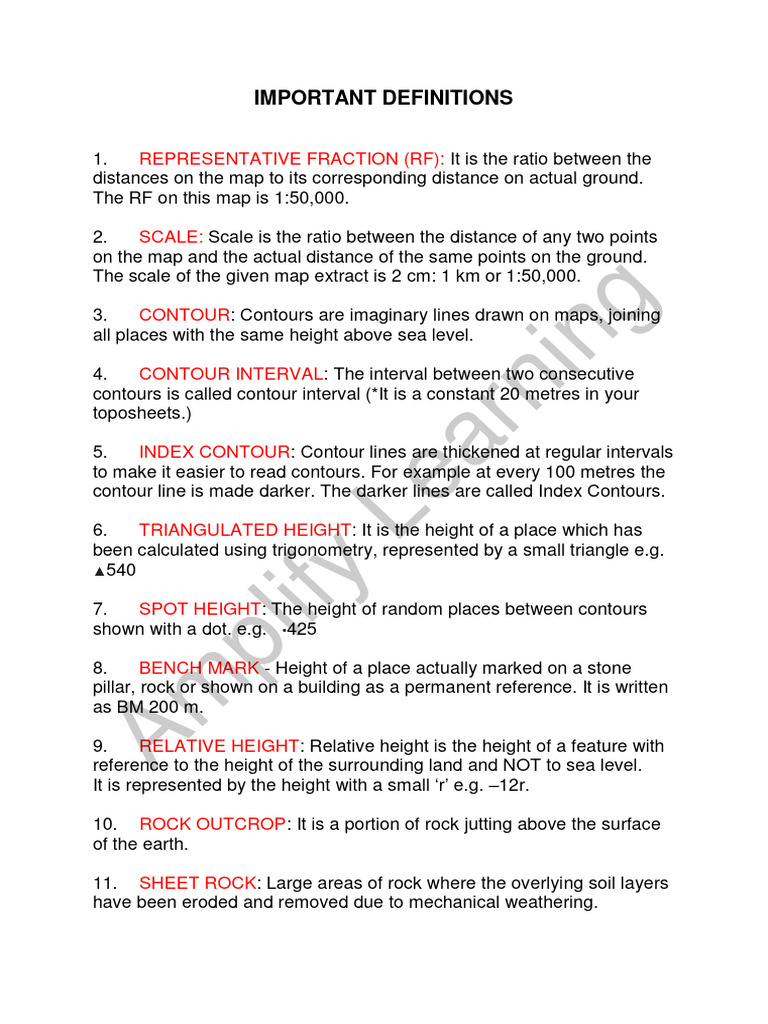 Key Topography Terms and Definitions | PDF | Contour Line | Map